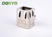 China Single Port Megabit Ethernet RJ45 PCB Connector with Shielded Plug for 100BASE Networks, 0.35mm Gold Contacts for sale