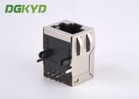 China Single Port Megabit Ethernet RJ45 PCB Connector with Shielded Plug for 100BASE Networks, 0.35mm Gold Contacts for sale