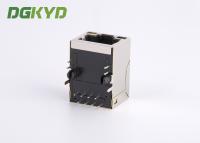 China Right Angle CAT5e RJ45 Ethernet Connector female Jack with Led , Network Filter for sale
