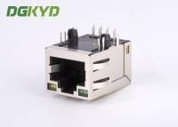 China 21.4mm Tab-Up 100Base 1x1 Modular RJ45 Jack Connector with LEDs Side Entry for sale