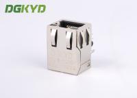 China 21.4mm Tab-Up 100Base 1x1 Modular RJ45 Jack Connector with LEDs Side Entry for sale