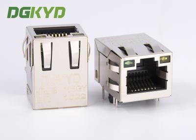 China 21.4mm Tab-Up 100Base 1x1 Modular RJ45 Jack Connector with LEDs Side Entry for sale