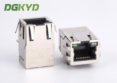 China 1x1 Gigabit Network Jack RJ45 with Internal Magnetics - 0.35mm Gold Contacts, 350μH OCL for sale