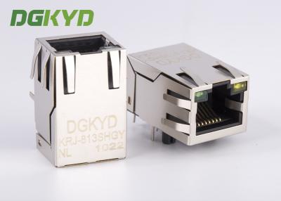 China 100M Cat5 Ethernet Magnetic RJ45 Shielded Connector Module with LED - 21.3mm Length, 8-Position PCB Mount for sale
