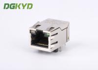 China 25.4mm Single Port Gigabit Ethernet RJ45 Connector with LED - 10G BASE-T Speed, 8 Terminals, UL 94V-0 Certified for sale
