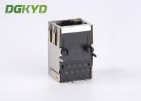 China 25.4mm Single Port Gigabit Ethernet RJ45 Connector with LED - 10G BASE-T Speed, 8 Terminals, UL 94V-0 Certified for sale