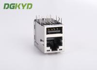 China CAT5E SFP RJ45 Connector with 100 BASE-T Transformer - 8 Position Stacked Jack with USB Interface for sale