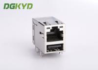 China CAT5E SFP RJ45 Connector with 100 BASE-T Transformer - 8 Position Stacked Jack with USB Interface for sale