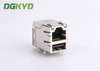 China Industrial Dual Deck USB RJ45 Connector Cat 5e with LED Indicators 1.5A 125VAC for sale