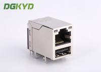 China KRJ-008QGYGWUSBNL Single Port CAT6 RJ45 Connector with USB - 29.0mm Length, 1500Vrms Isolation, 350μH OCL for sale