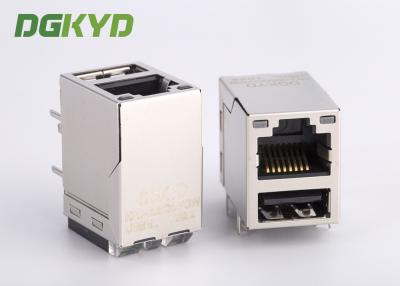 China KRJ-008QGYGWUSBNL Single Port CAT6 RJ45 Connector with USB - 29.0mm Length, 1500Vrms Isolation, 350μH OCL for sale
