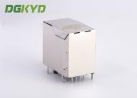 China Shielded Magnetics Dual Port RJ45 Connector Offset Stack Jack 100 BaseT 2x1 8P8C for sale
