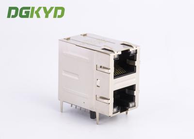 China Gigabit Ethernet RJ45 Connector 2 Port Cat6 Shielded Jack with Bicolor LEDs for sale