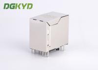 China 100 Base-T Stacked 2 Port RJ45 Module Jack With Magnetics Right Angle Dip Mount for sale