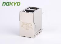 China 100 Base-T Stacked 2 Port RJ45 Module Jack With Magnetics Right Angle Dip Mount for sale