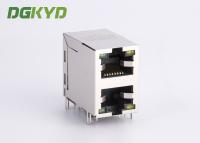 China 100 Base-T Stacked 2 Port RJ45 Module Jack With Magnetics Right Angle Dip Mount for sale