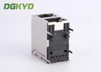 China 100 Base-T Stacked 2 Port RJ45 Module Jack With Magnetics Right Angle Dip Mount for sale