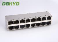 China DGKYD28Q077DG1A4D CAT6 RJ45 Magnetics Jack 1000 Base-T Connector 2×8 Port Shielded for sale