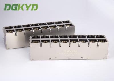 China DGKYD28Q077DG1A4D CAT6 RJ45 Magnetics Jack 1000 Base-T Connector 2×8 Port Shielded for sale