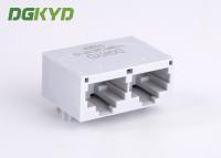 China Gray Dual Port RJ45 Modular Jack with Magnetic Transformer 20.58mm Length 10/100/1000BASE-TX for sale