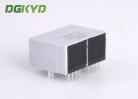 China Gray Dual Port RJ45 Modular Jack with Magnetic Transformer 20.58mm Length 10/100/1000BASE-TX for sale