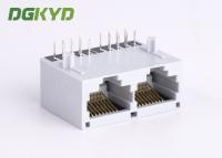 China Gray Dual Port RJ45 Modular Jack with Magnetic Transformer 20.58mm Length 10/100/1000BASE-TX for sale
