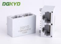 China Gray Dual Port RJ45 Modular Jack with Magnetic Transformer 20.58mm Length 10/100/1000BASE-TX for sale