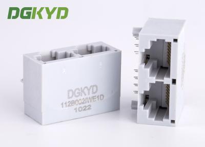 China Gray Dual Port RJ45 Modular Jack with Magnetic Transformer 20.58mm Length 10/100/1000BASE-TX for sale