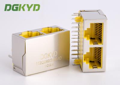 China CAT 6 Ganged 2 Port RJ45 Keystone Jack with Gigabit Ethernet Transformer Shielded for sale