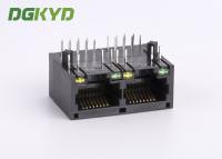 China Unshielded Black Plastic Housing CAT5 2 Port RJ45 Female Connector 100 BASE-TX for sale