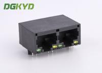 China Unshielded Black Plastic Housing CAT5 2 Port RJ45 Female Connector 100 BASE-TX for sale
