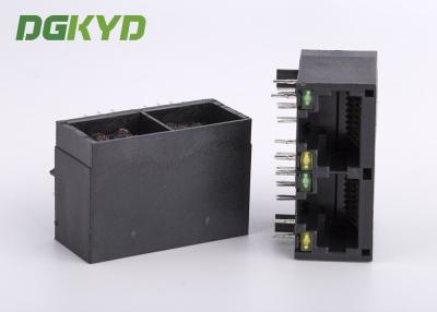 China Unshielded Black Plastic Housing CAT5 2 Port RJ45 Female Connector 100 BASE-TX for sale