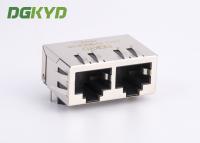 China Tab Down Ganged Double Port Magnetic Modular Jack Cat5e Rj45 Keystone Connector for sale