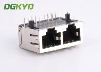 China Tab Down Ganged Double Port Magnetic Modular Jack Cat5e Rj45 Keystone Connector for sale
