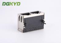China Tab Down Ganged Double Port Magnetic Modular Jack Cat5e Rj45 Keystone Connector for sale