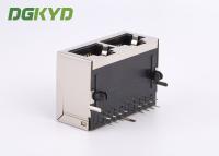 China PCB mount 10 / 100 BASE 2 Port RJ45 Network Connector with Lan Transformer 100BASE for sale