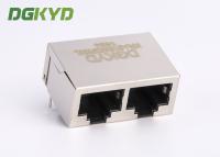 China PCB mount 10 / 100 BASE 2 Port RJ45 Network Connector with Lan Transformer 100BASE for sale