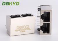 China PCB mount 10 / 100 BASE 2 Port RJ45 Network Connector with Lan Transformer 100BASE for sale