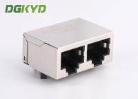 China 1x2 Integrated Magnetic RJ45 Modular Jack 100BASE Connector - 21.3mm Length, 1500Vrms Isolation for sale