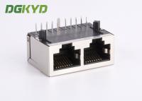 China 1x2 Integrated Magnetic RJ45 Modular Jack 100BASE Connector - 21.3mm Length, 1500Vrms Isolation for sale