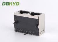 China 1x2 Integrated Magnetic RJ45 Modular Jack 100BASE Connector - 21.3mm Length, 1500Vrms Isolation for sale