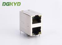 China 8P8C Cat5e 100Mb Stacked 2 Port RJ45 Jack Connector with Transformer for sale
