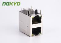 China 8P8C Cat5e 100Mb Stacked 2 Port RJ45 Jack Connector with Transformer for sale