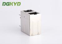 China 8P8C Cat5e 100Mb Stacked 2 Port RJ45 Jack Connector with Transformer for sale