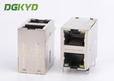 China 8P8C Cat5e 100Mb Stacked 2 Port RJ45 Jack Connector with Transformer for sale