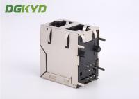 China 2x1 Modular Jack Stack Dual Port RJ45 Magnetics Connector 100Mb Ethernet with 0.35mm Gold Contacts for sale