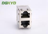 China 2x1 Modular Jack Stack Dual Port RJ45 Magnetics Connector 100Mb Ethernet with 0.35mm Gold Contacts for sale