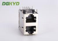China 2x1 Modular Jack Stack Dual Port RJ45 Magnetics Connector 100Mb Ethernet with 0.35mm Gold Contacts for sale