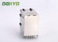 China 2x1 Modular Jack Stack Dual Port RJ45 Magnetics Connector 100Mb Ethernet with 0.35mm Gold Contacts for sale