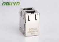 China 2x1 Modular Jack Stack Dual Port RJ45 Magnetics Connector 100Mb Ethernet with 0.35mm Gold Contacts for sale